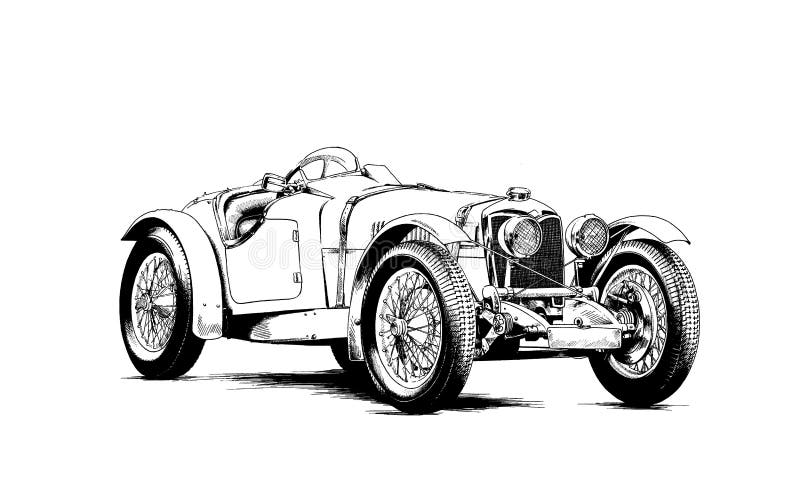 Retro- Auto gemalt vektor abbildung. Illustration von motor - 80842529