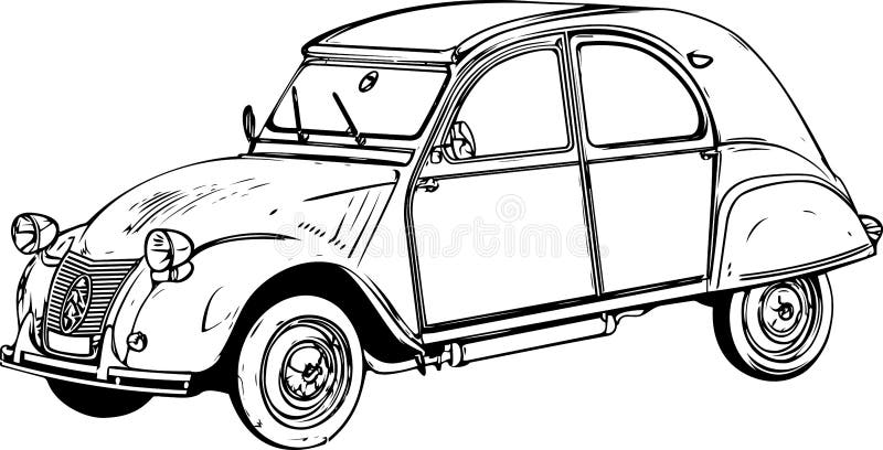Retro Auto Op Zwart-witte Achtergrond Vector Illustratie - Illustration ...