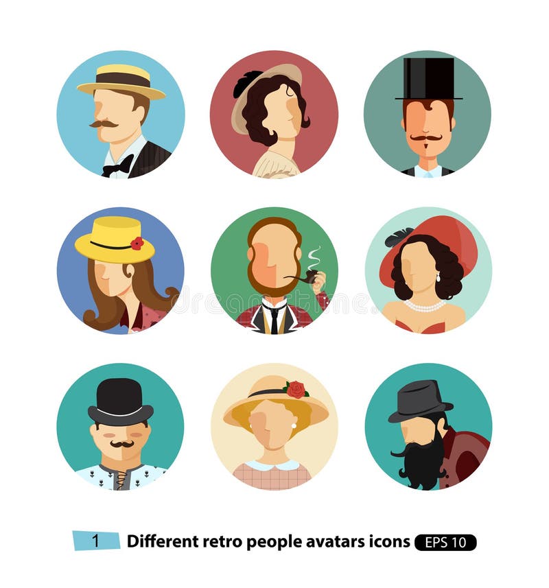 Retro Avatars Cartoon People Vector Cartoon Isolated Stock Vector ...