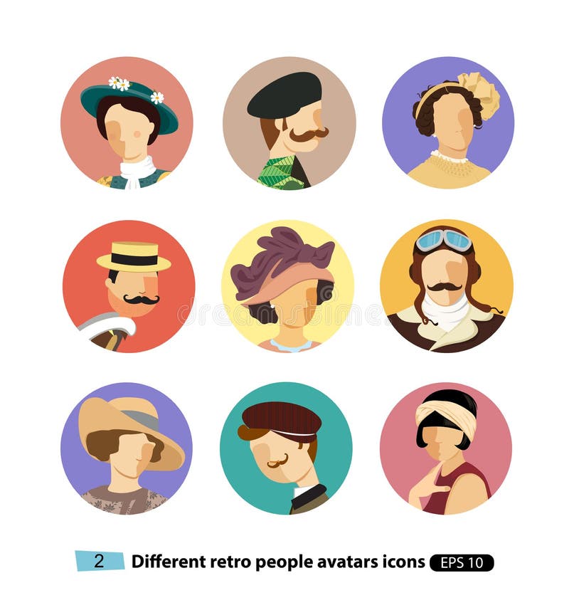 Retro Avatars Cartoon People Vector Cartoon Isolated Stock Vector ...