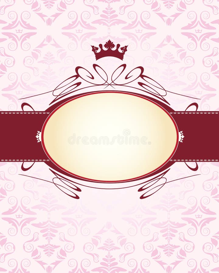 Vintage Rococo Frame in Pink Stock Vector - Illustration of invitation ...