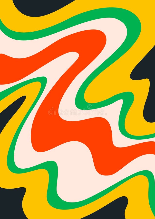 Retro Background with Abstract Psychedelic Wavy Pattern. Groovy Waves ...