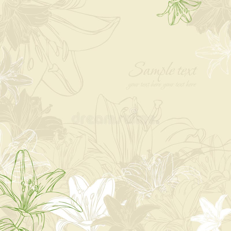 Retro background with lily stock illustration. Illustration of blooming ...