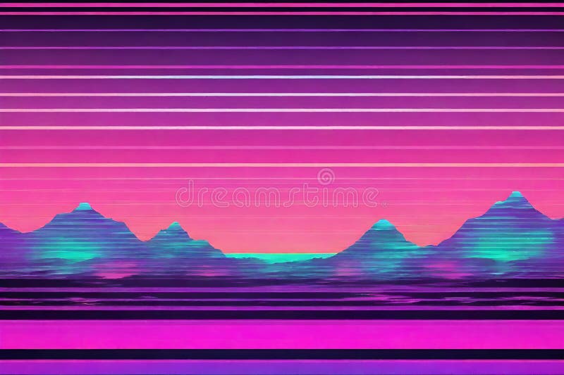 Retro Background Vaporwave Retrowave Style Illustration Stock ...