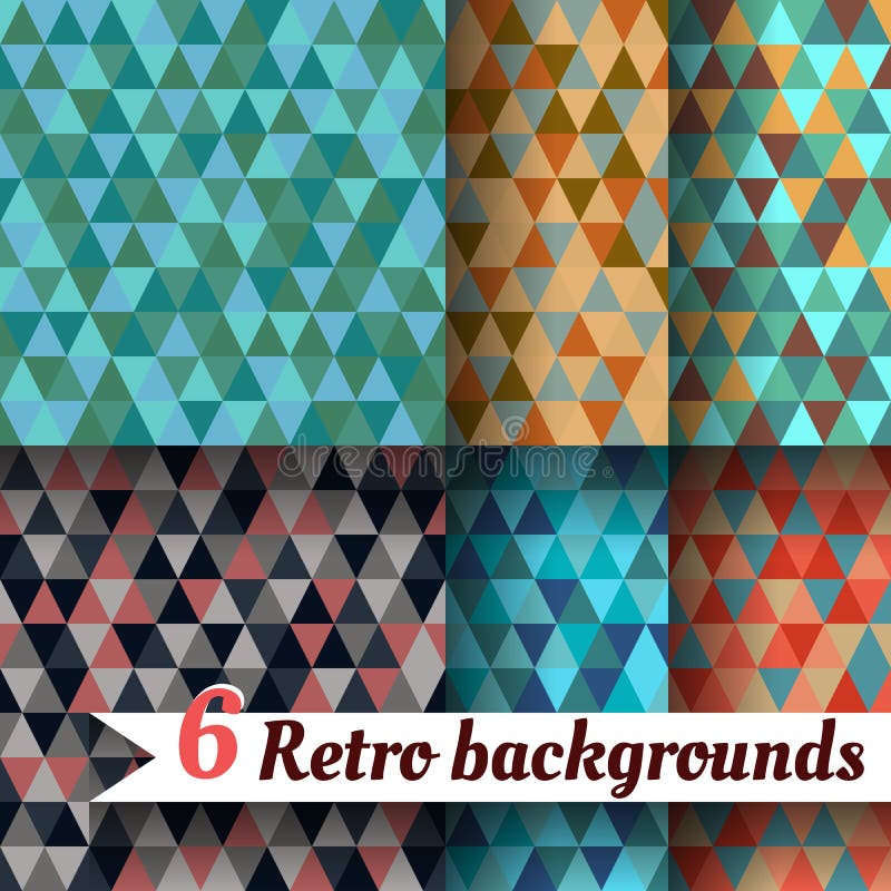 Retro Backgrounds with Triangle. Set of 6 Items Stock Vector ...