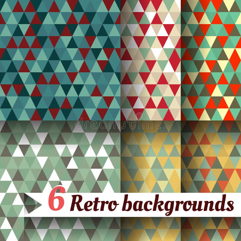 Retro Backgrounds with Triangle. Set of 6 Items Stock Vector ...