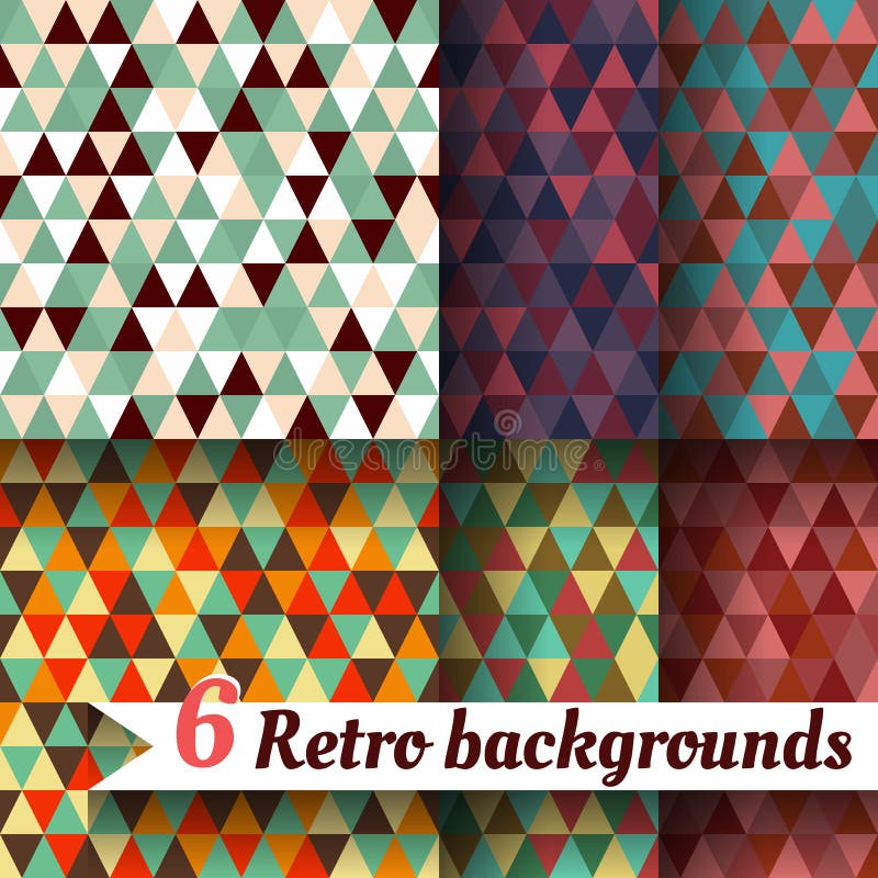 Retro Backgrounds with Triangle. Set of 6 Items Stock Vector ...
