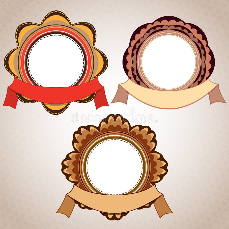 Retro Badge and Ribbon stock vector. Illustration of element - 38877445