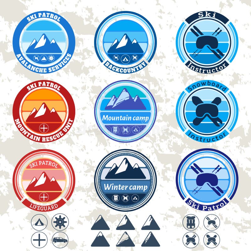 Retro Badges and Labels Set on the Theme of Mountains Stock Vector ... Retro Badges and Labels Set on the Theme of Mountains Stock Vector ...
