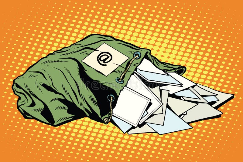 Retro Bag of the Postman with Letters Stock Vector - Illustration of ...