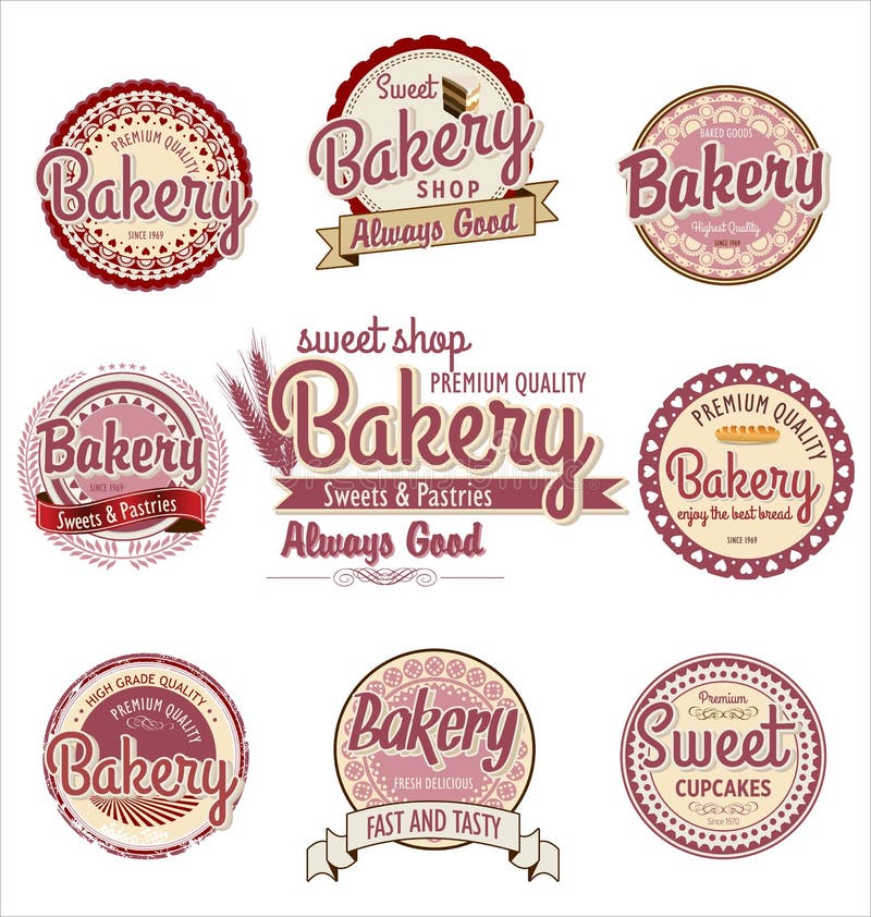 Retro Bakery Badges and Labels Stock Vector - Illustration of coffee ...