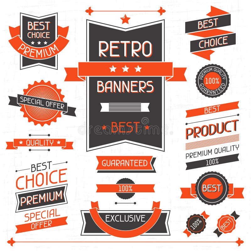 Retro Banners. Set of Labels and Stickers Stock Vector - Illustration ...
