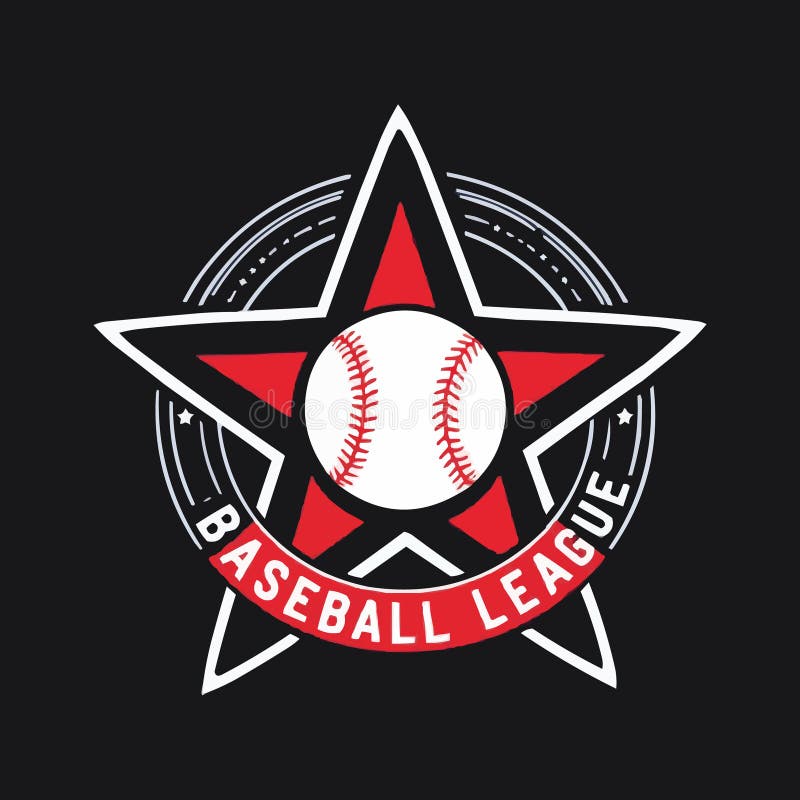 Retro Baseball Emblem Featuring Star Outline and League Branding Stock ...