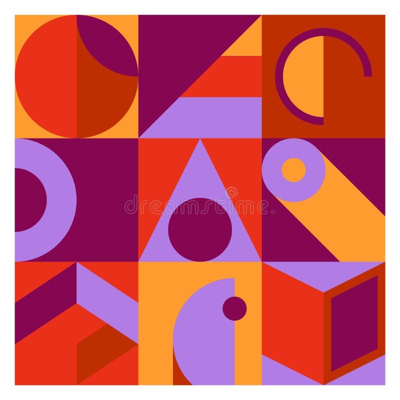 Retro Bauhaus Style Blocks. Geometric Pattern Print Stock Vector ...