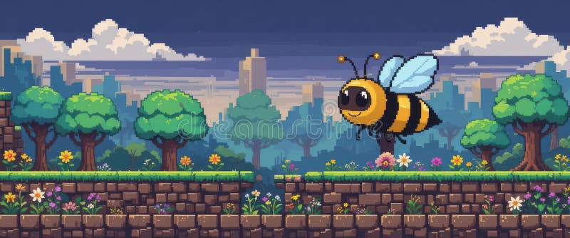 Retro Bee a Nostalgic and Pixelated Cartoon Bee in an Old School Gaming ...