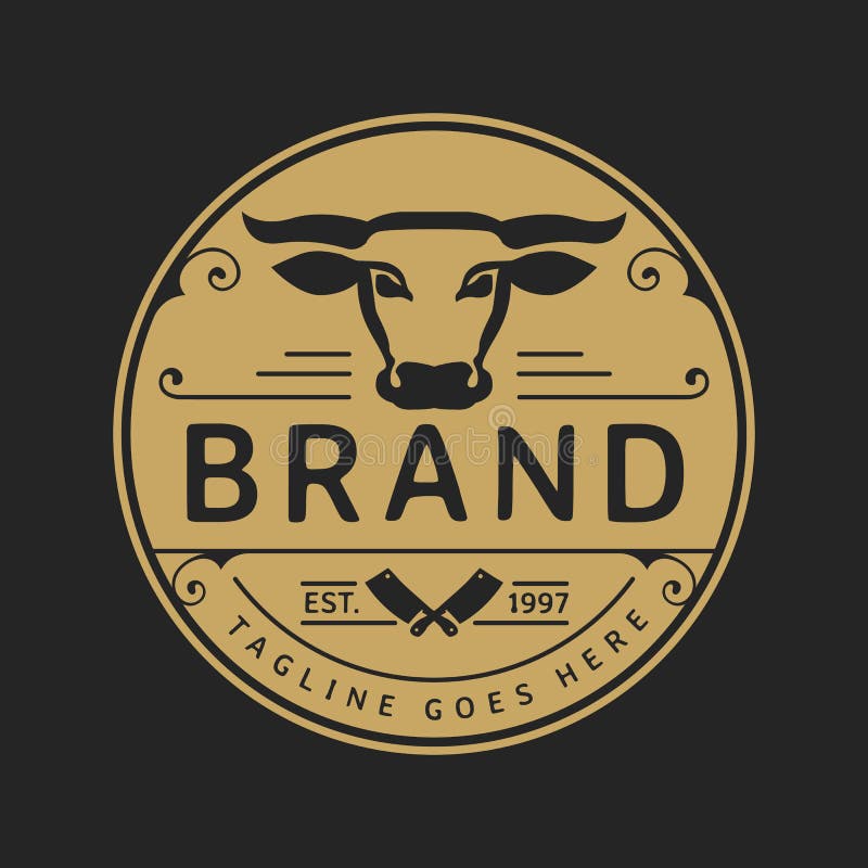 Retro Beef Butcher Shop Logo Design Vector Stock Vector - Illustration ...