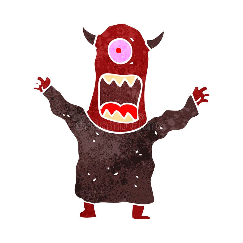 Retro Beeldverhaal Eng Monster Vector Illustratie - Illustration of ...