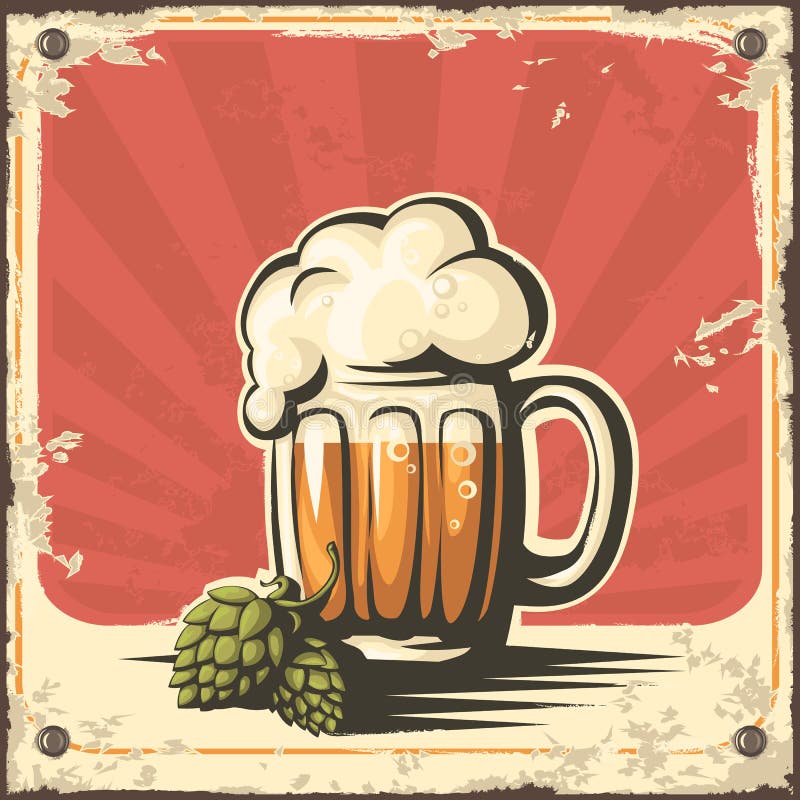 Retro beer vector poster stock vector. Illustration of banner - 37525810