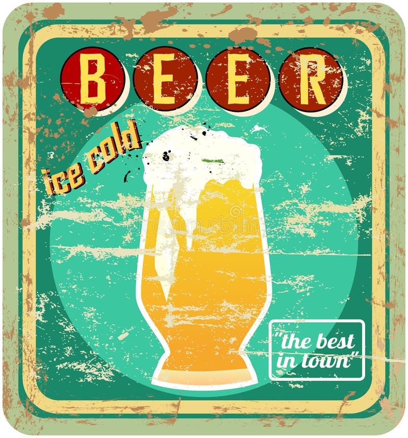 Retro beer vector poster stock vector. Illustration of label - 61192616