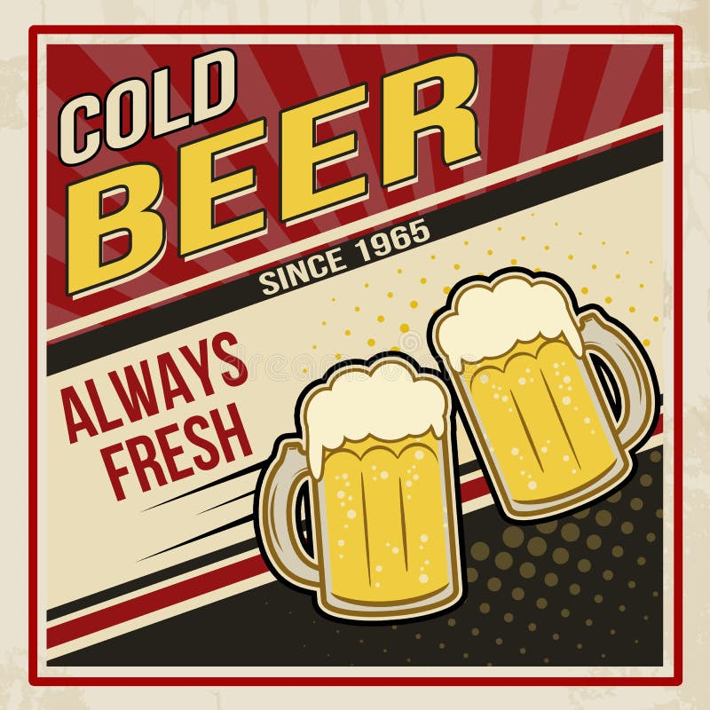 Vintage retro beer poster stock vector. Illustration of cheers - 39357211