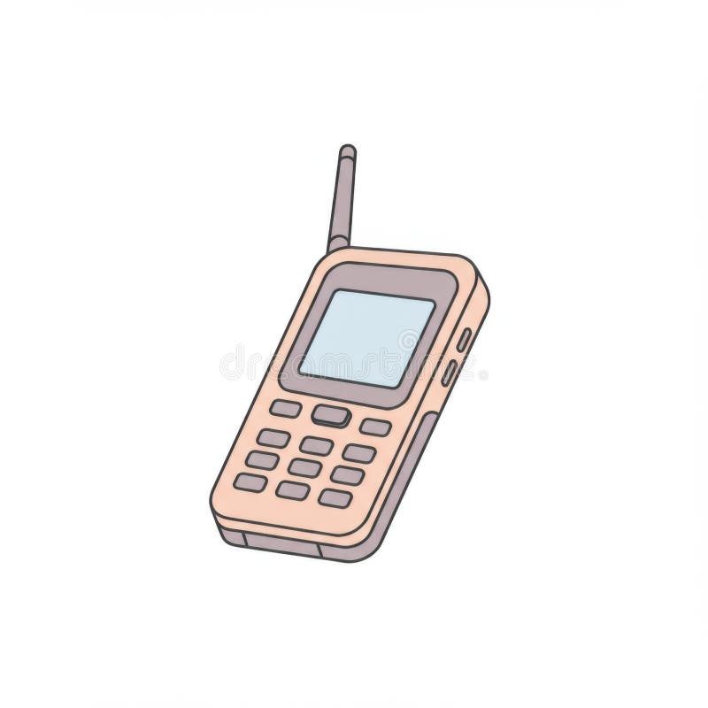 Retro Beige Cell Phone Illustration Stock Illustration - Illustration ...