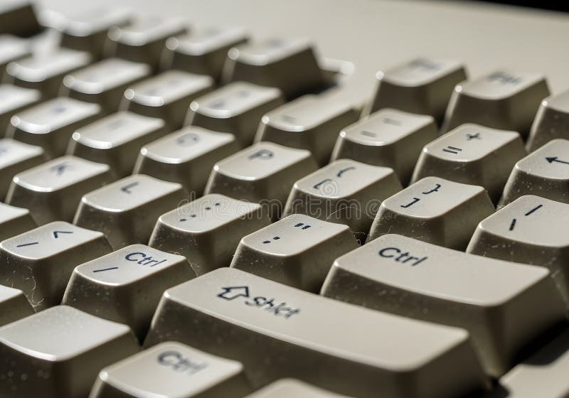 Retro Beige Computer Keyboard with Dust Details - Macro View Stock ...