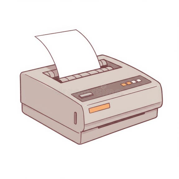 Retro Beige Printer Illustration Stock Illustration - Illustration of ...