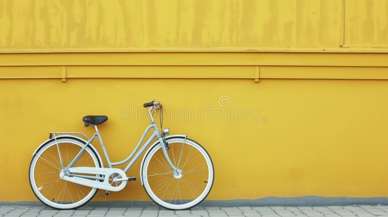 A Retro Bicycle Against the Quaint Backdrop of a Yellow Outdoor Wall ...