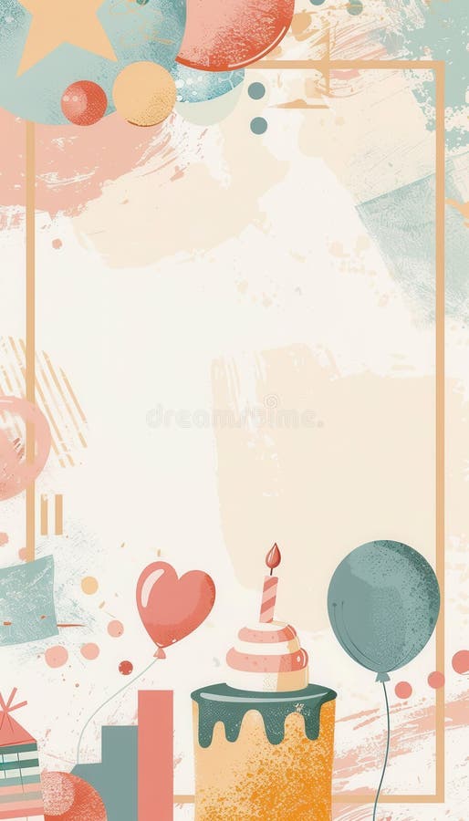 Retro Birthday Frame with Geometric Patterns for Nostalgic Designs and ...