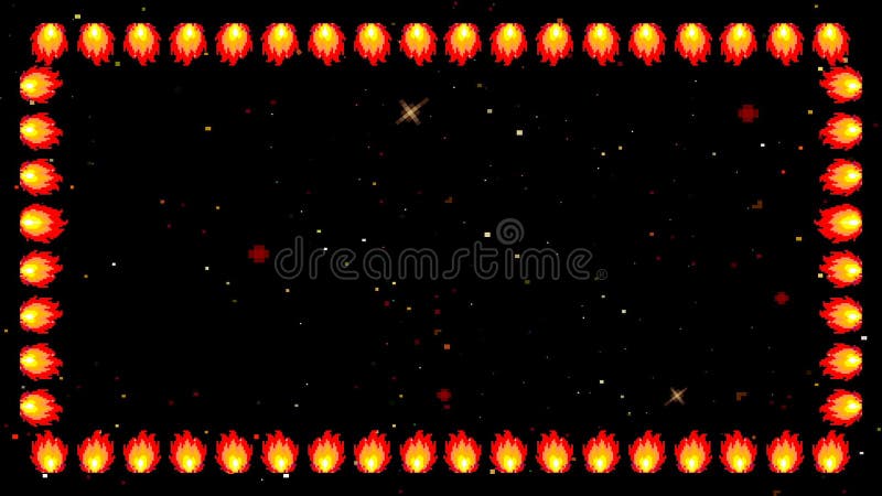 Retro 8 Bit Game Arcade Background with Frame of Fire and Space Stock ...