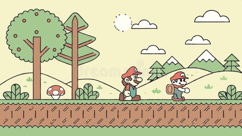 Retro 8-bit Game Scene with Characters, Nostalgic Pixel Art Style ...