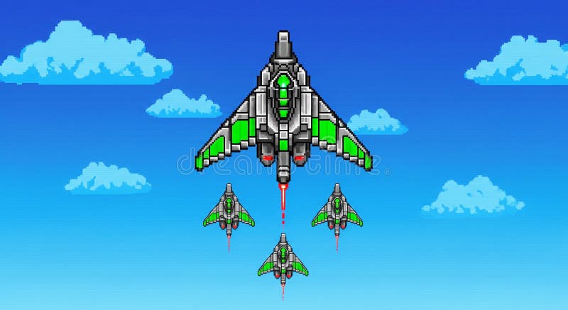 Advanced Fighter Jet in Retro 8-Bit Pixel Art Style Stock Illustration ...