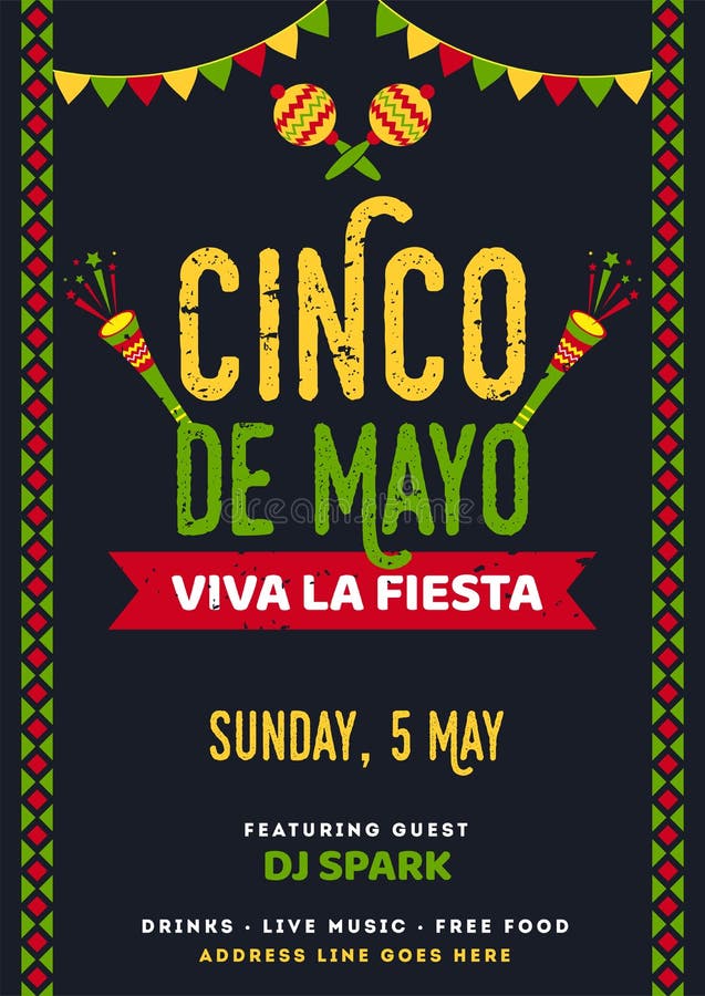 Retro Black Background Header Banner or Poster Design for Fiesta Party ...