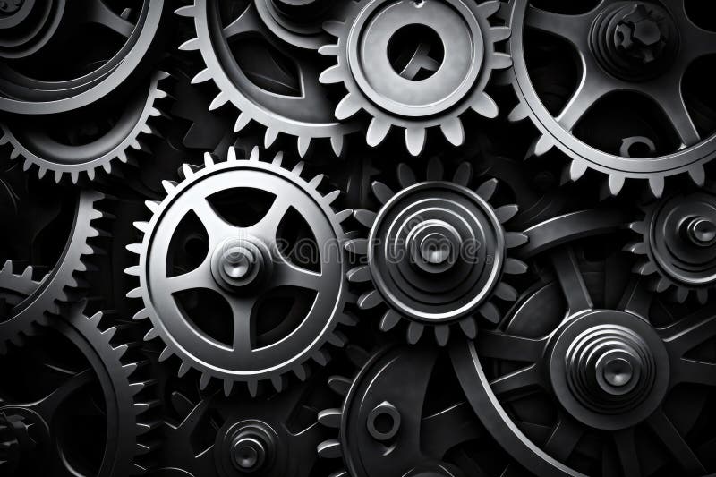 Retro Black and White Background of Industrial Cogs or Gears with ...