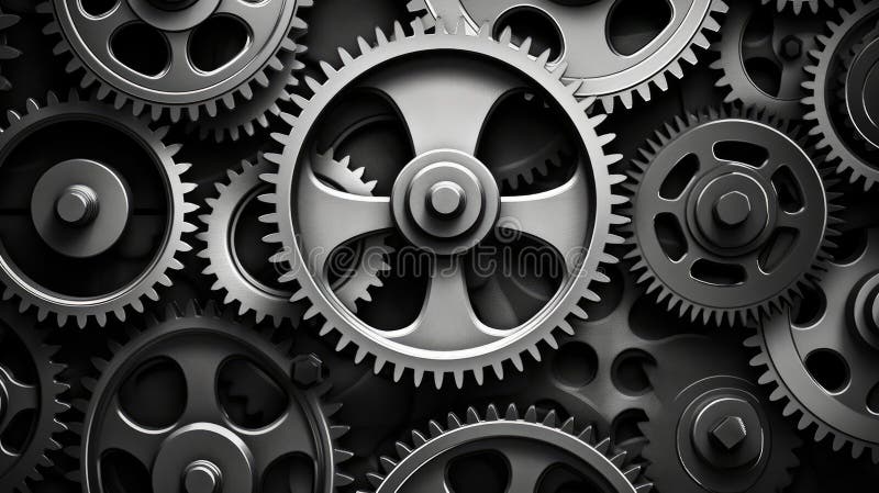 Industrial Cogs Gears Circuit Banner Background with Colorful Rainbow ...