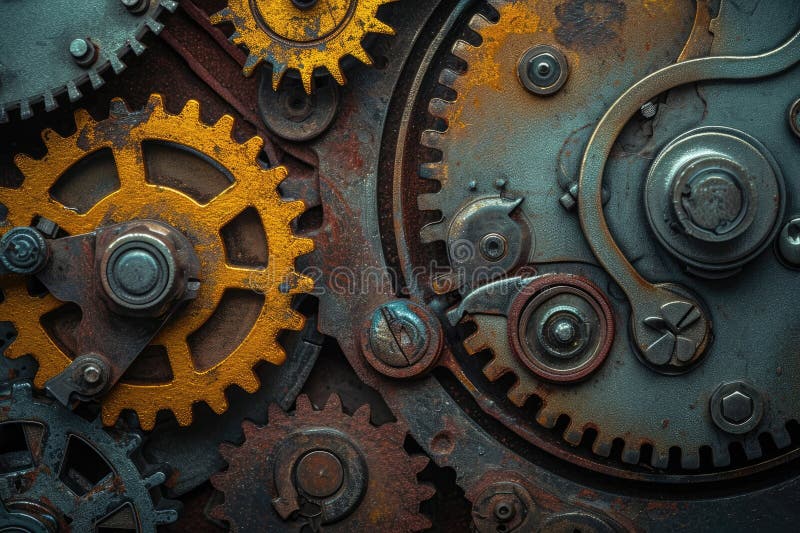 Retro Black and White Background of Industrial Cogs or Gears with ...