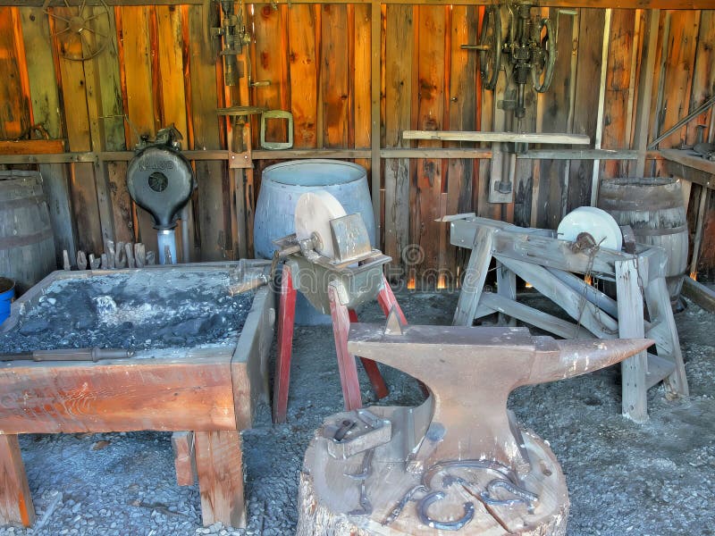 Retro - Blacksmiths Shop stock image. Image of sledges - 377238059