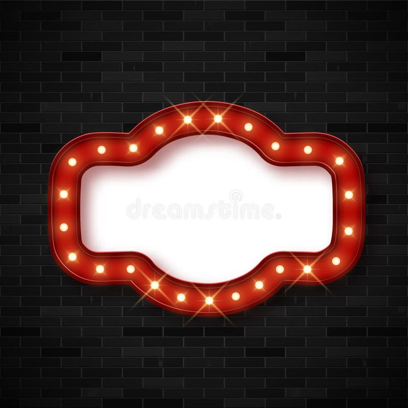 Retro Blank Frame with Bright Lights for Advertisement Message. Vector ...