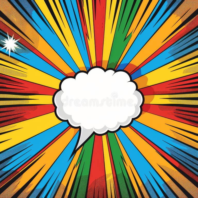 Retro Blank Speech Bubble in Comic Style with Explosive Colors ...
