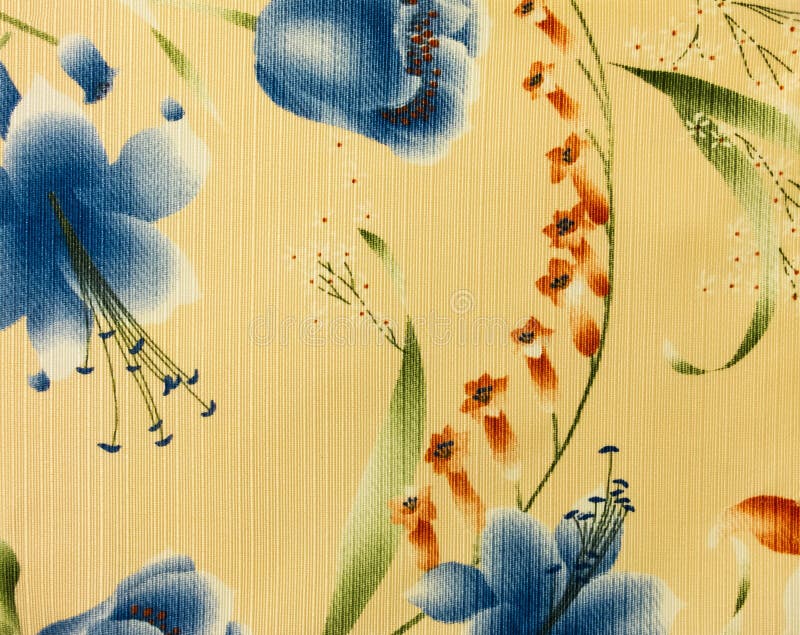 Retro Blue Floral Pattern Fabric Background Stock Image - Image of ...