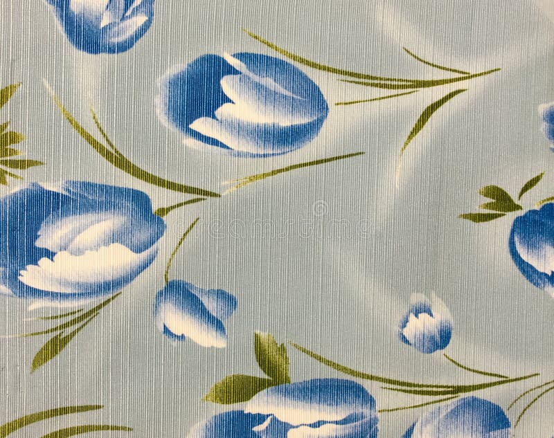 Retro Blue Floral Pattern Fabric Background Stock Image - Image of ...