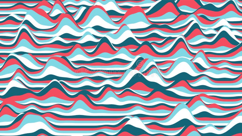 Retro Blue and Red Stripes Distorted Backdrop. Procedural Vintage ...