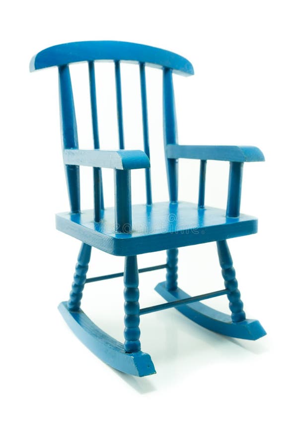 Retro Blue Rocking Chair in White Background Stock Photo - Image of ...