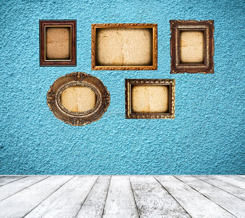 Empty Frames in Gallery Room Stock Photo - Image of advertising, modern ...