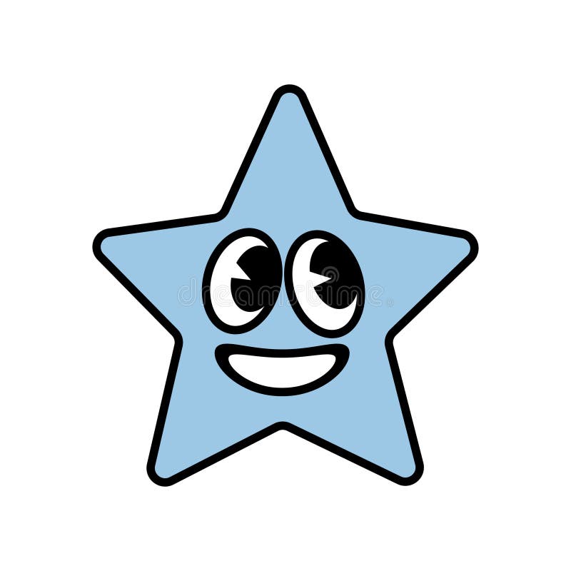 Retro Blue Star Characters in Groovy Style. Smiling Star Mascot Stock ...