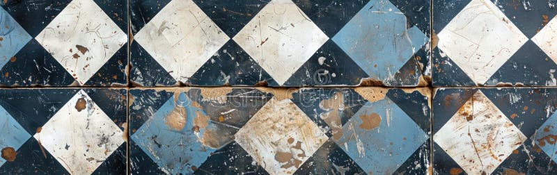 Retro Blue and White Chessboard Wall Texture with Diamond Motif Tiles ...