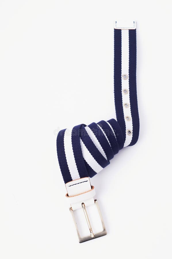 Retro Blue and White Fabric Belt Isolated on White Background Stock ...
