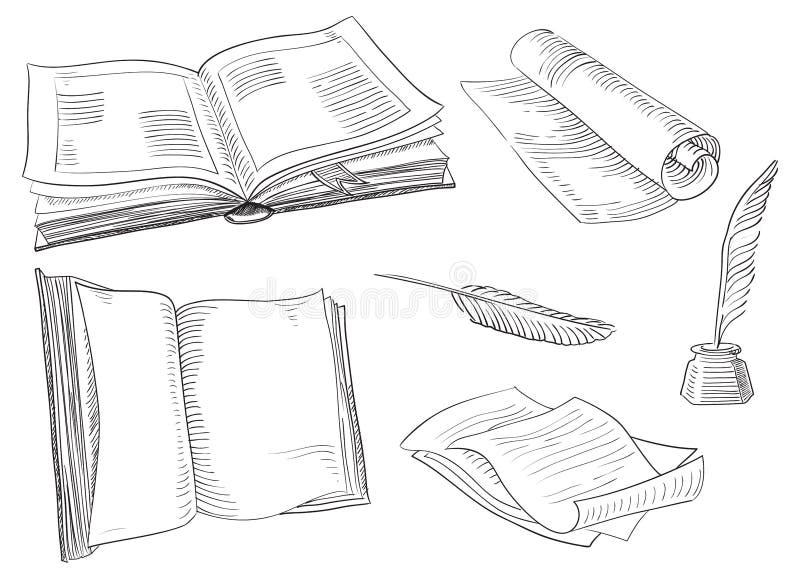 Set of old books drawings stock vector. Illustration of title - 36177252