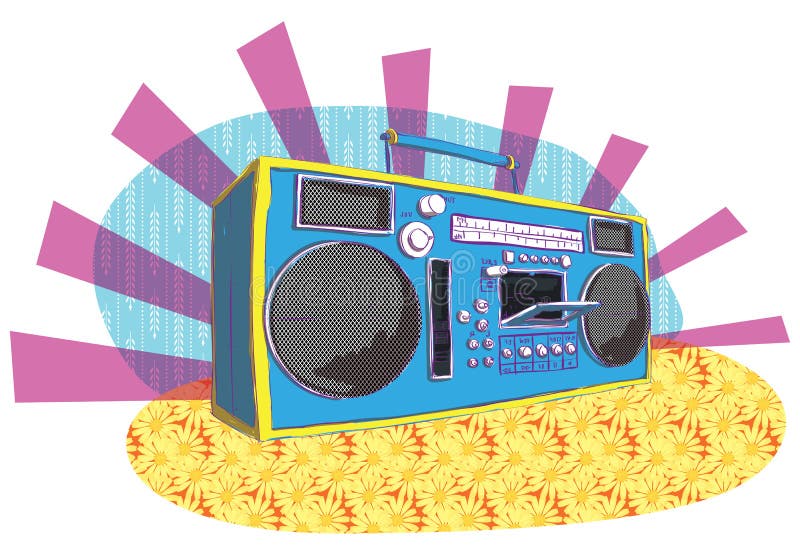 Retro Boom-box in Pop-art Manner Stock Vector - Illustration of collage ...