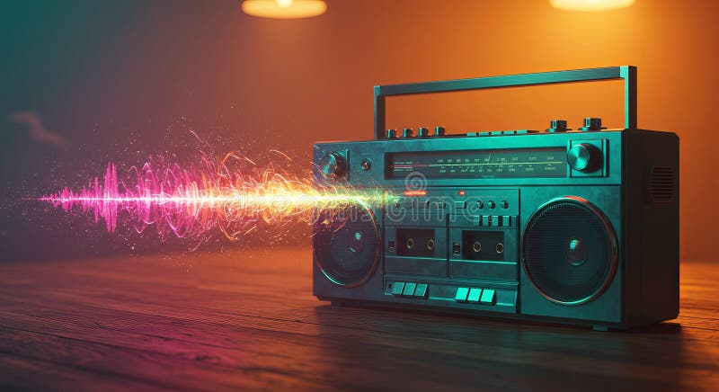 Neon Retro Boombox Vibrant Light Ai Generated Stock Photos - Free ...